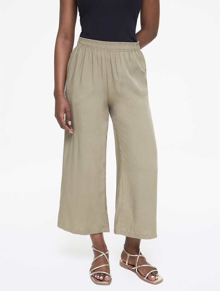 MyRunway | Shop Woolworths Khaki Cropped Wide Leg Viscose Pants for Women from MyRunway.co.za
